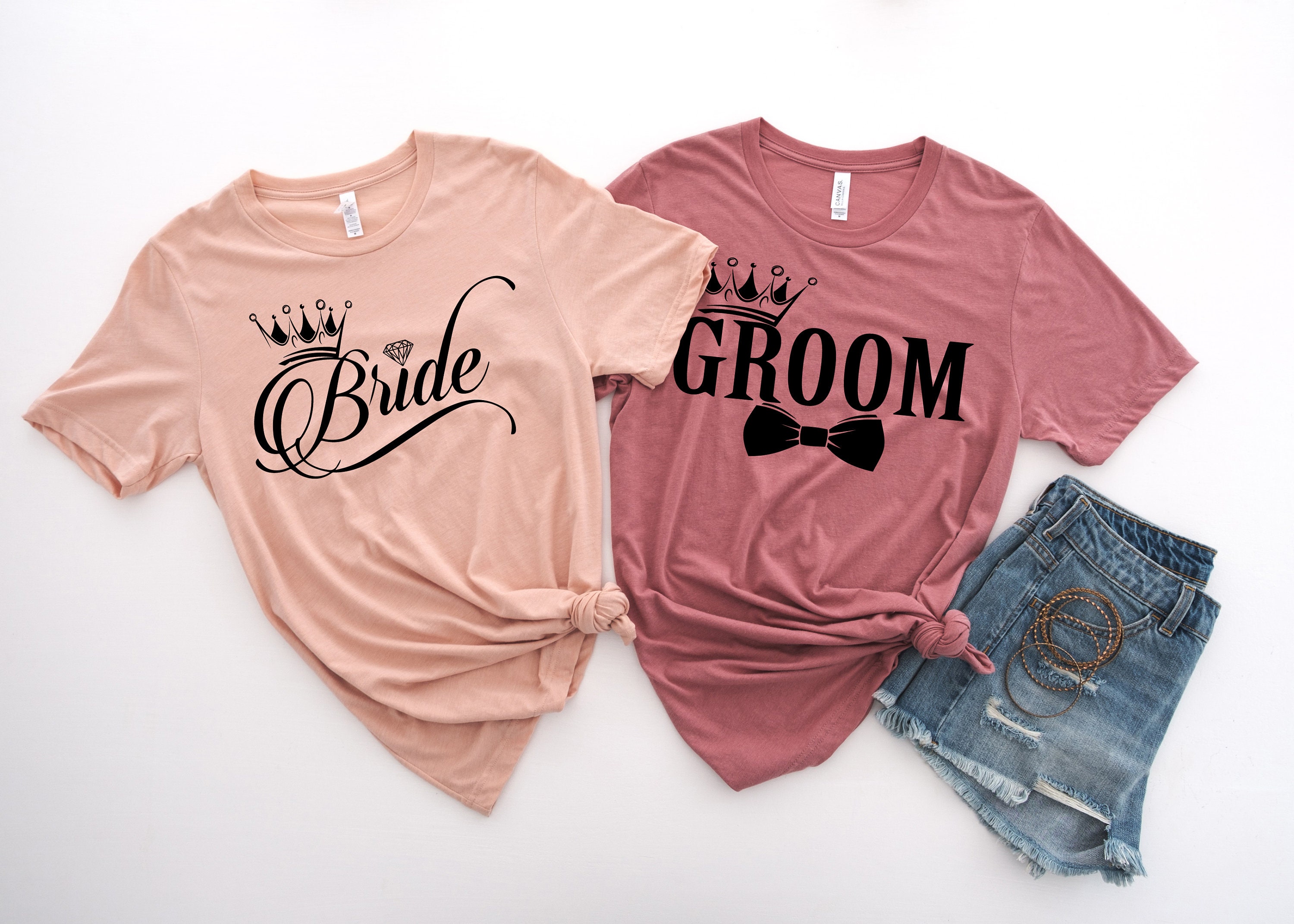 Bride and Groom Shirt Wedding Party T-shirt Honeymoon | Etsy