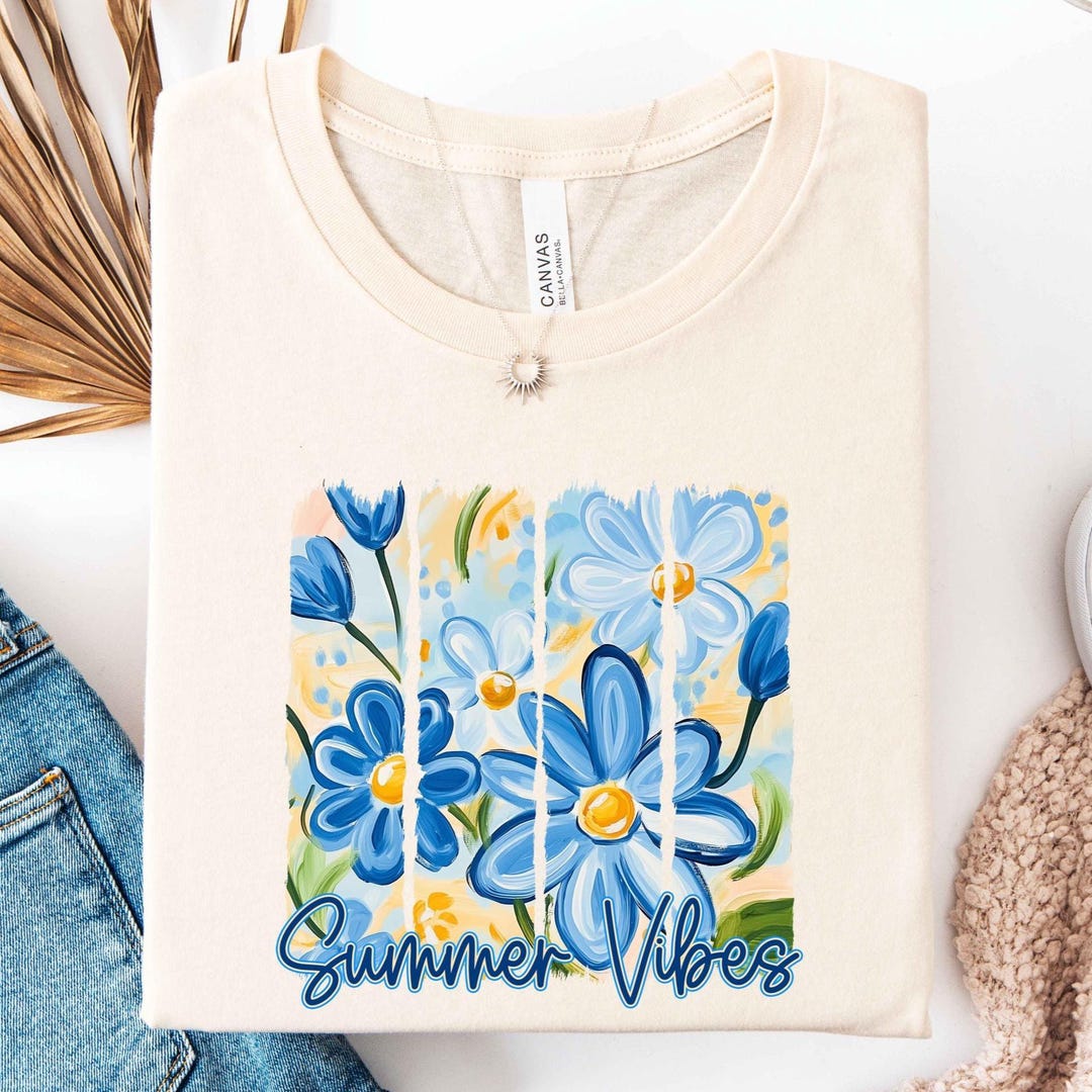 Summer Vibes Floral Shirt, Daisy Flower Tee, Summer Break Top, Beach ...