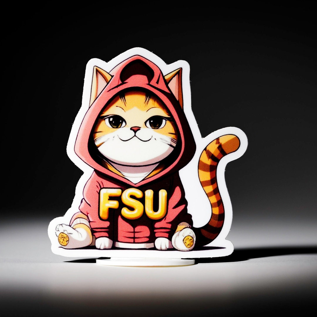 Cat in FSU Hoodie Vinyl Stickerfsu Cat Sticker Waterproof, High-quality ...