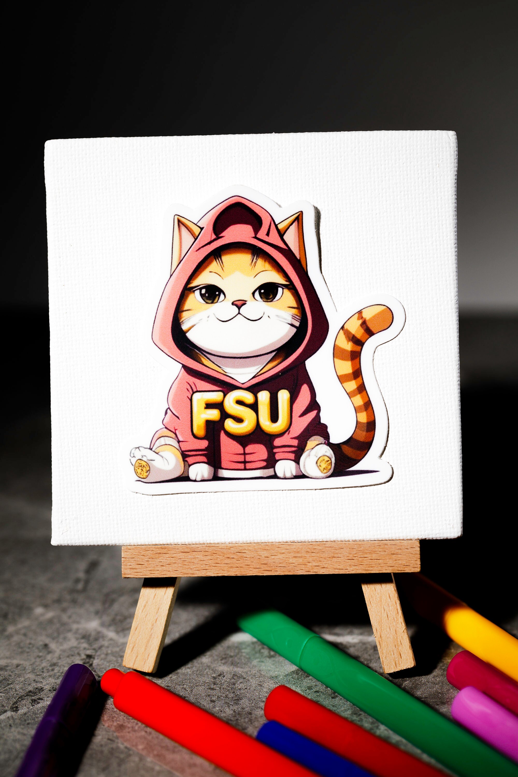 Cat in FSU Hoodie Vinyl Stickerfsu Cat Sticker Waterproof, High-quality ...