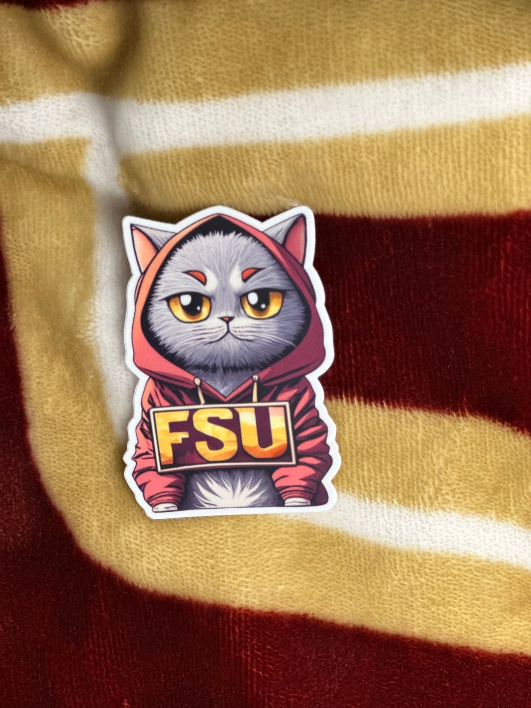 Cat grey in FSU Hoodie Vinyl Stickerfsu Cat Sticker Waterproof, High ...