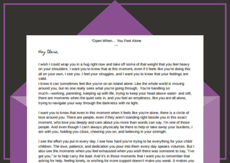 Printable Open When Letters for Single Moms- Prewritten Letters to ...