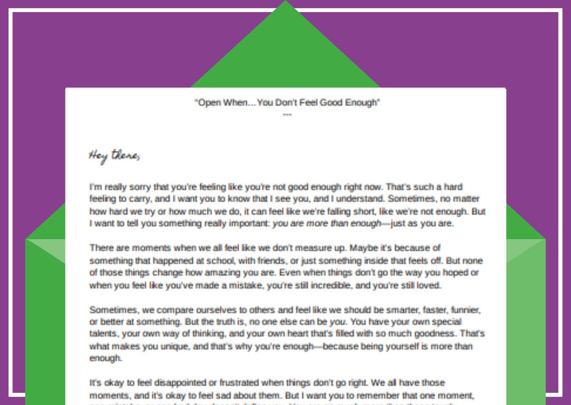 Printable Open When Letters for Kids | Prewritten Encouraging Letters ...