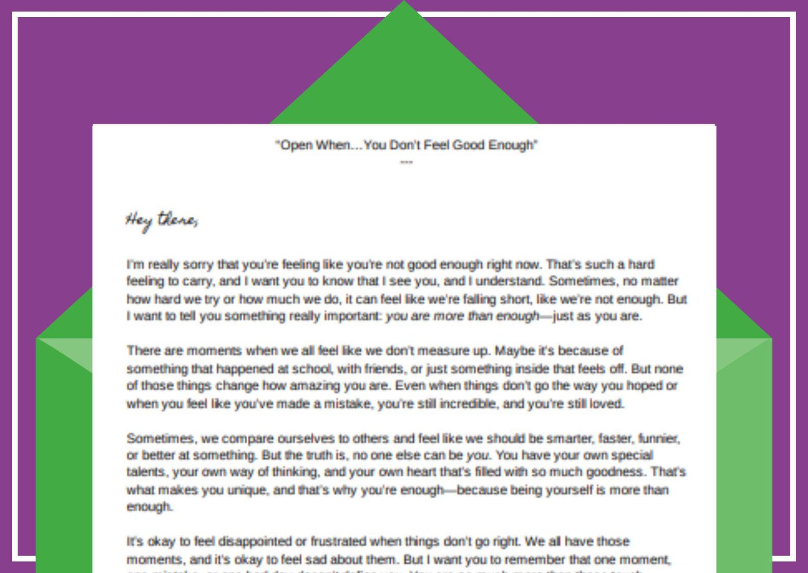 Printable Open When Letters for Kids | Prewritten Encouraging Letters ...