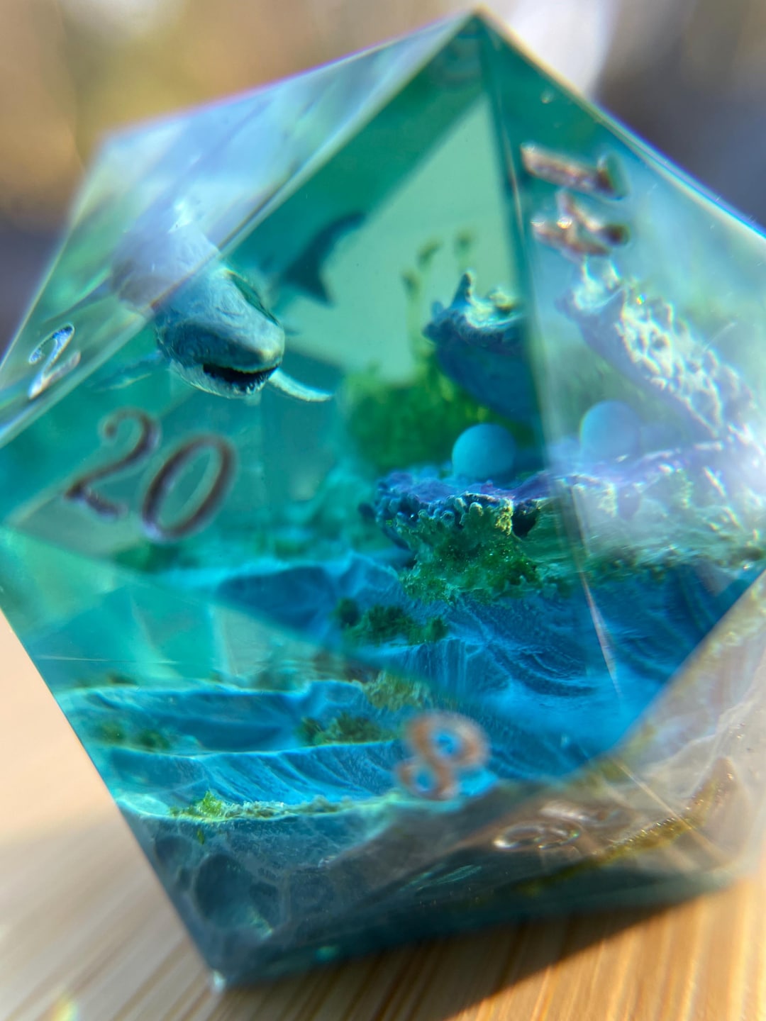 Pearl of the Abyss - 35mm D20 Chonk, Hand Painted Dice, Ocean Dice ...