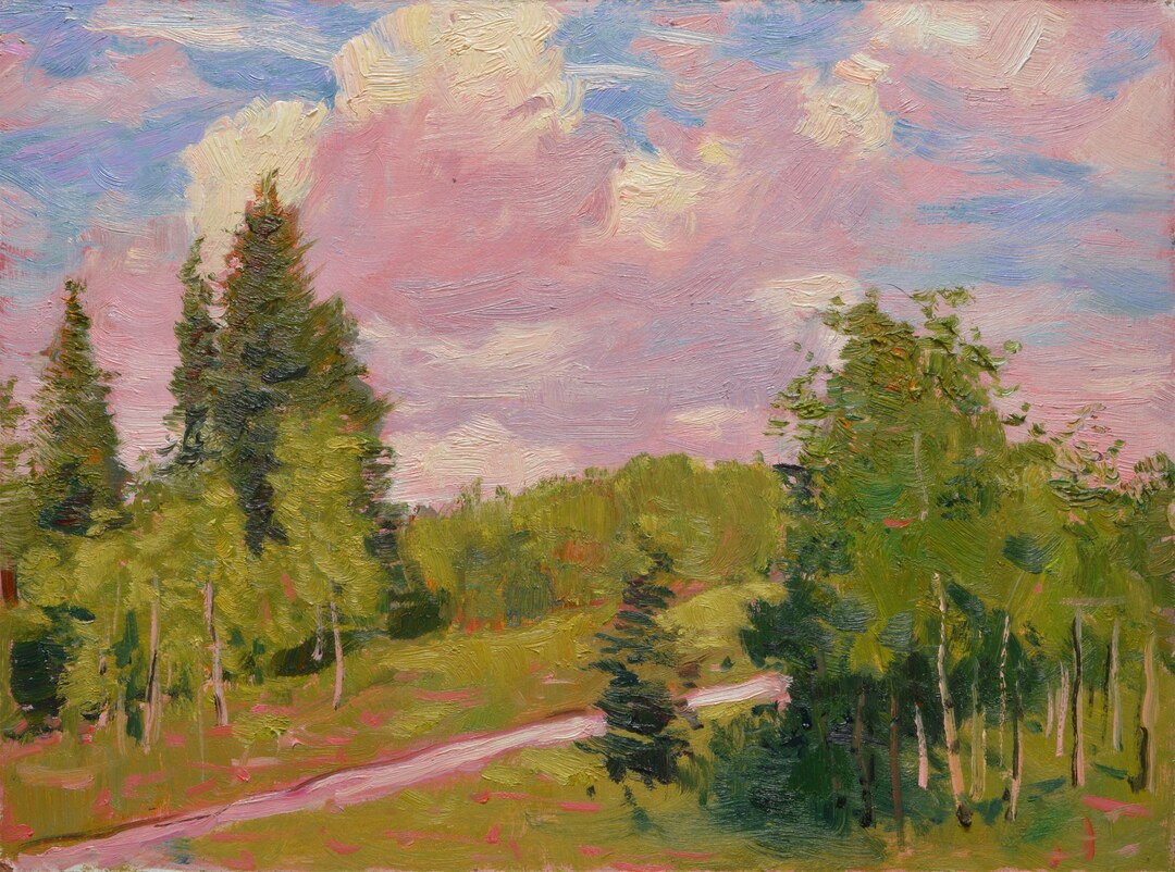 Red Clouds Landscape Oil Painting – Impressionist Plein Air Art - Etsy