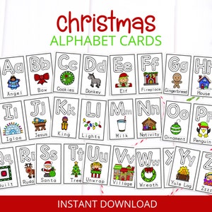 Christmas Alphabet Printable, Christmas Activity for Kids, Tracing ...