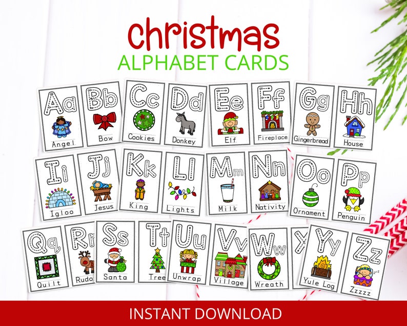 Christmas Alphabet Printable, Christmas Activity for Kids, Tracing ...