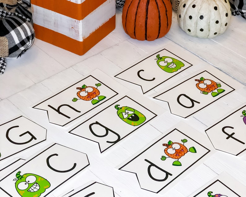 Pumpkin Letter Match Puzzle Printable | Literacy Game | Preschool and ...