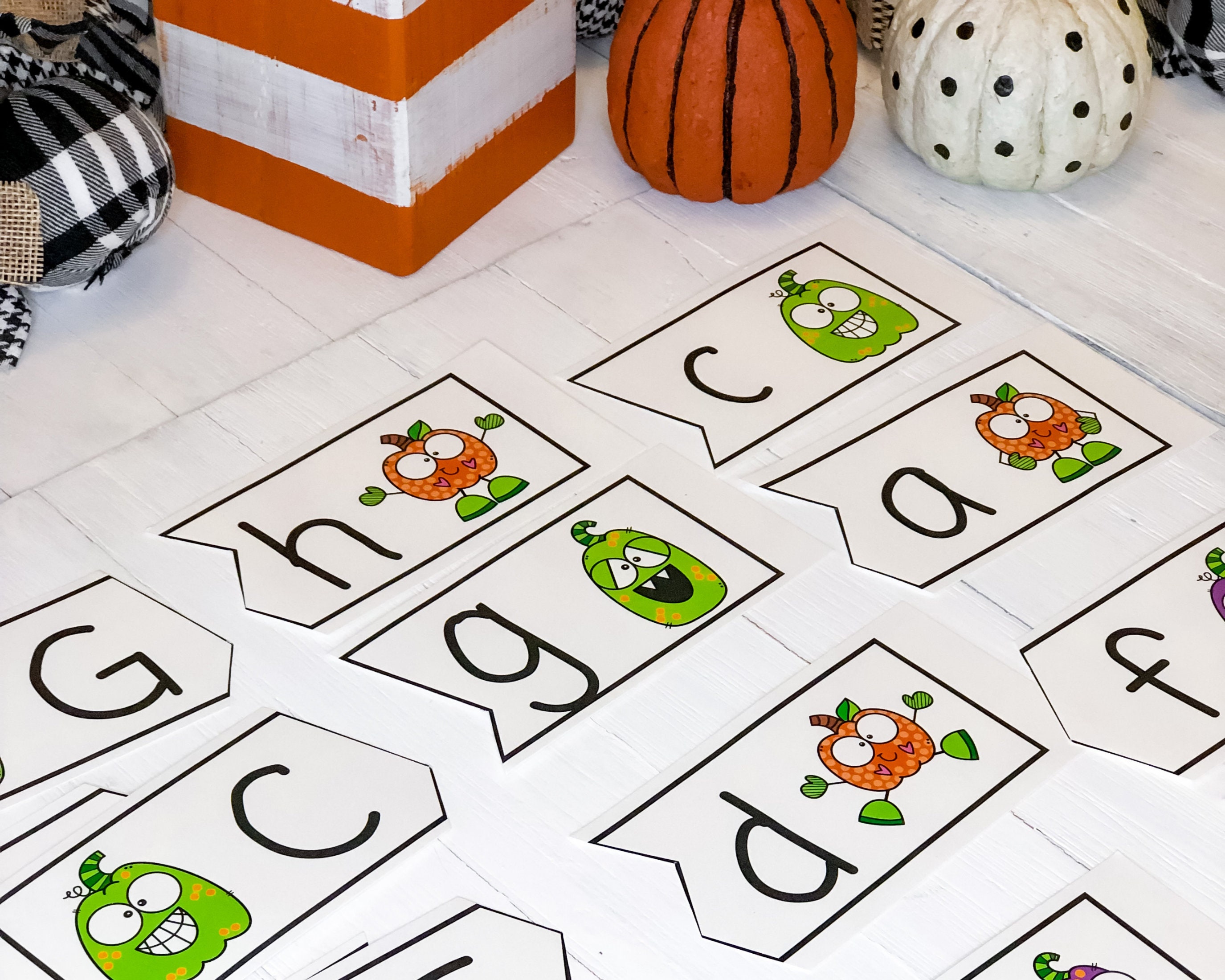 Pumpkin Letter Match Puzzle Printable Literacy Game Preschool and ...