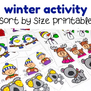 Sort by Size, Winter Printable Activity for Kids, Sorting Game, Sorting ...