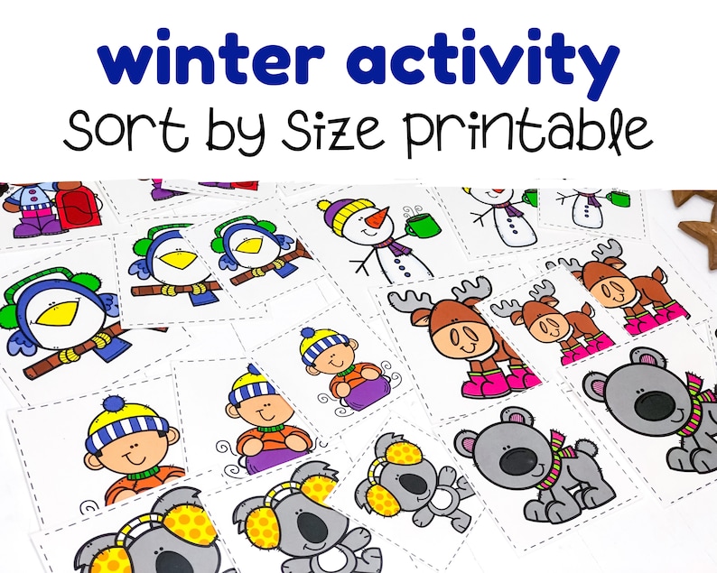Sort by Size, Winter Printable Activity for Kids, Sorting Game, Sorting ...