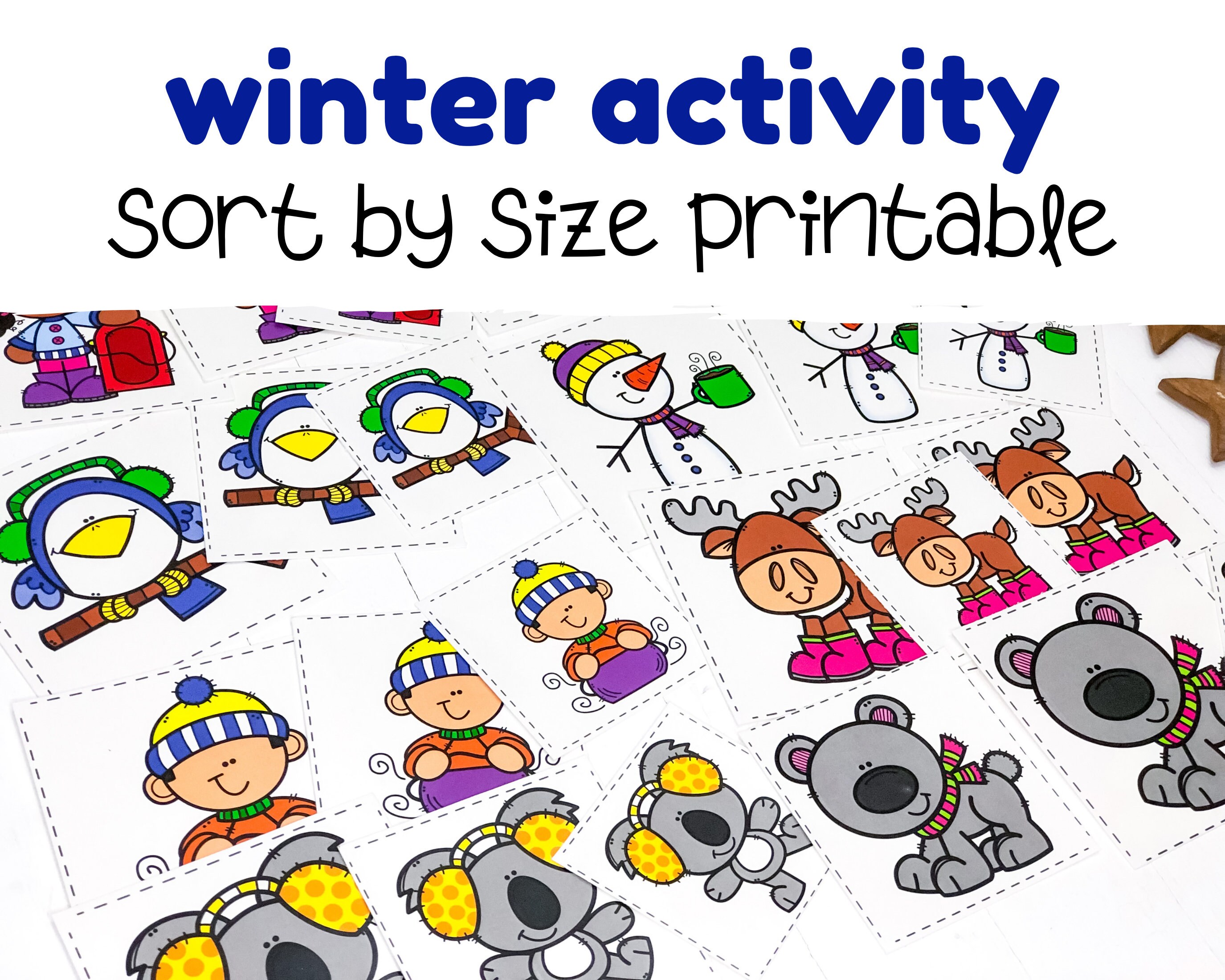 Sort by Size, Winter Printable Activity for Kids, Sorting Game, Sorting ...