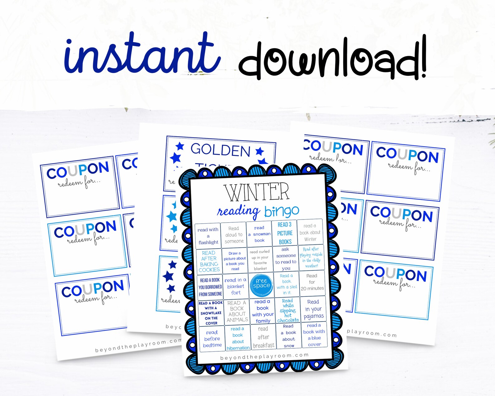 Winter Reading Bingo, Reading Printable for Kids, Reading Bingo ...