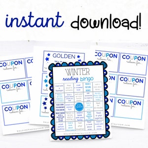 Winter Reading Bingo, Reading Printable for Kids, Reading Bingo ...