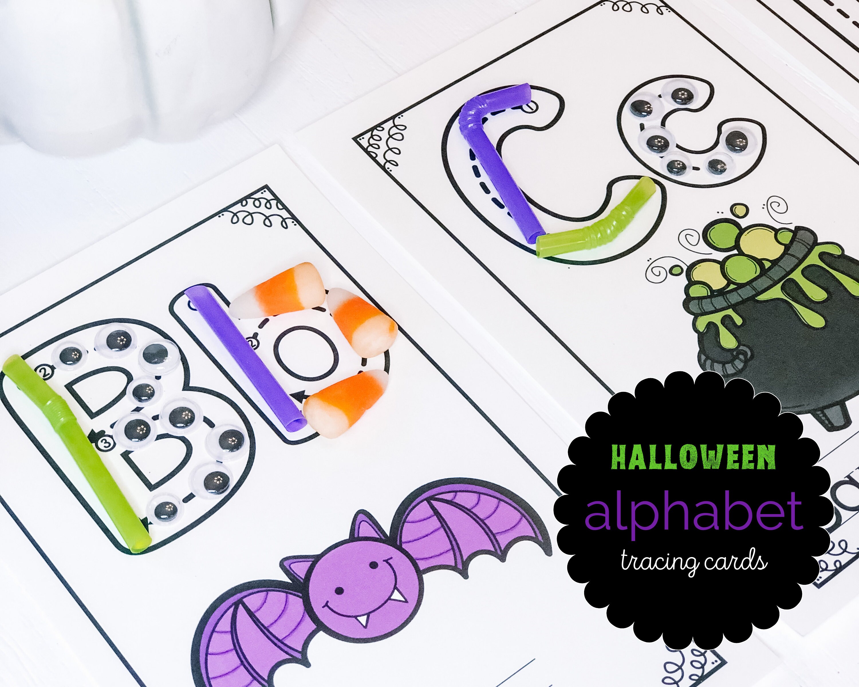 Alphabet Flashcards Printable, Halloween Activity for Kids, Letter ...