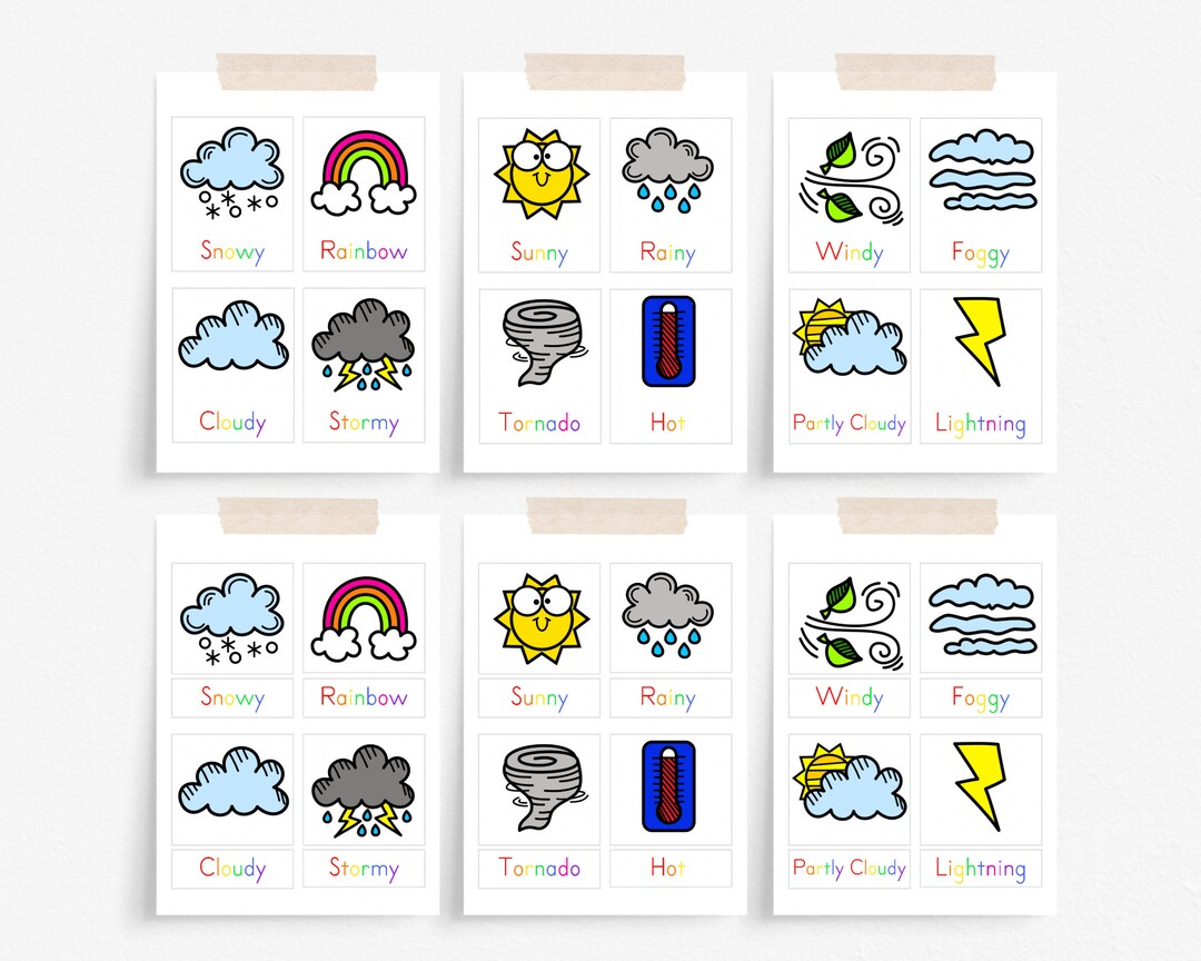 Montessori 3 Part Cards Weather Printable for Kids Homeschool Preschool ...