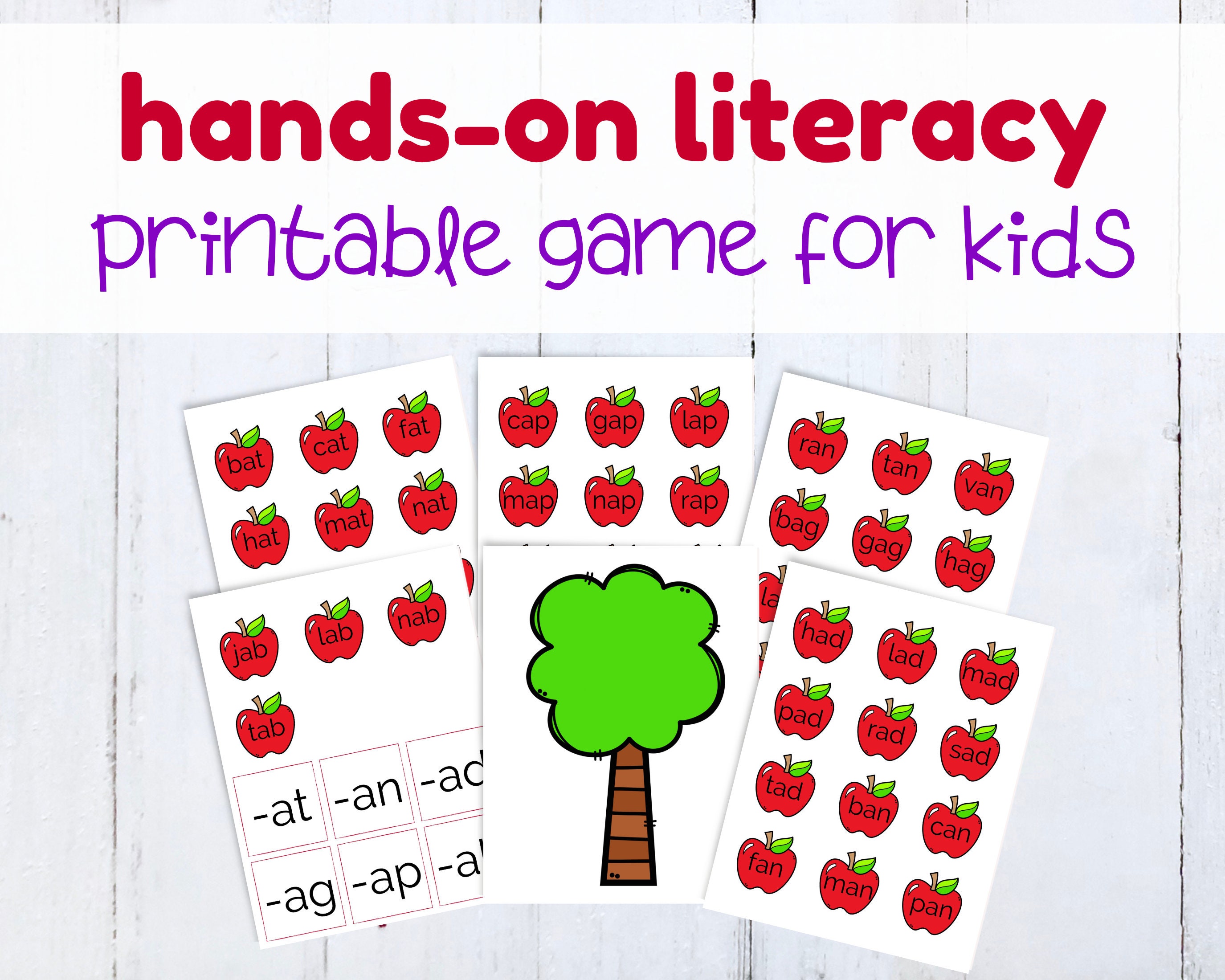 CVC Word Game, Word Family Activity, Apple Theme, Printable, Preschool ...