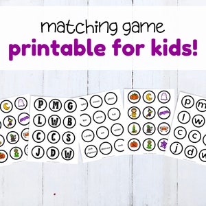 Halloween Matching Game Printable | Preschool & Kindergarten Literacy ...
