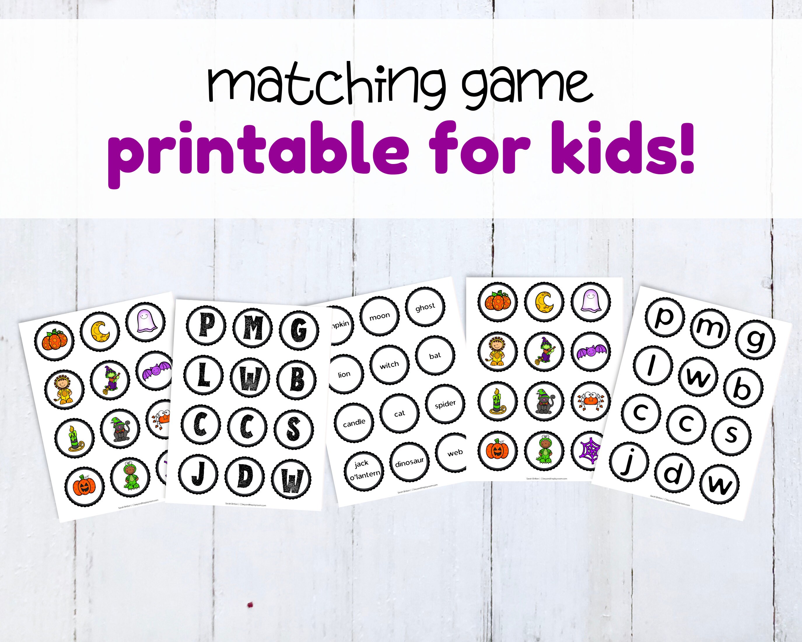Halloween Matching Game Printable | Preschool & Kindergarten Literacy ...