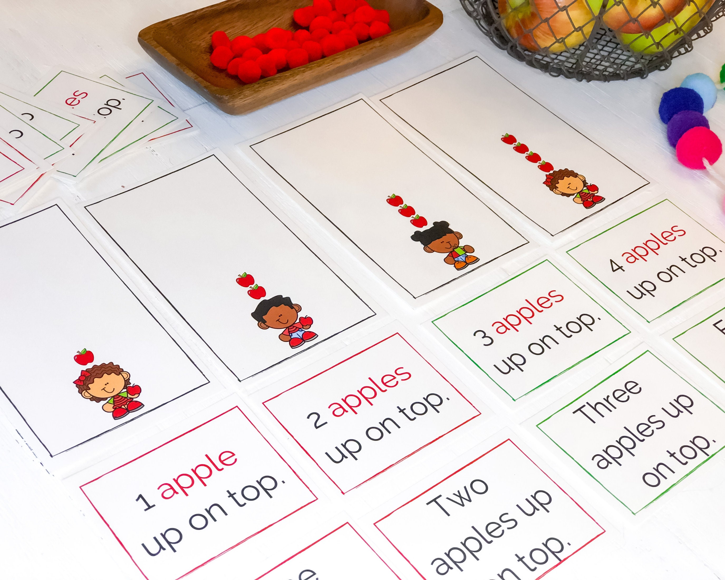 Apple Math Printable for Kids Preschool Counting Activity Kindergarten ...