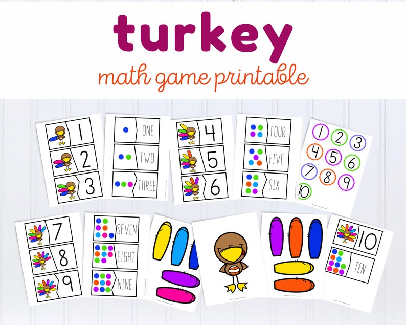 Thanksgiving Printable for Kids, Turkey Math, Counting Activity, Turkey ...