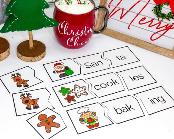 Rompecabezas De Palabras De Navidad Puzzles Silábicos Con Vocabulario