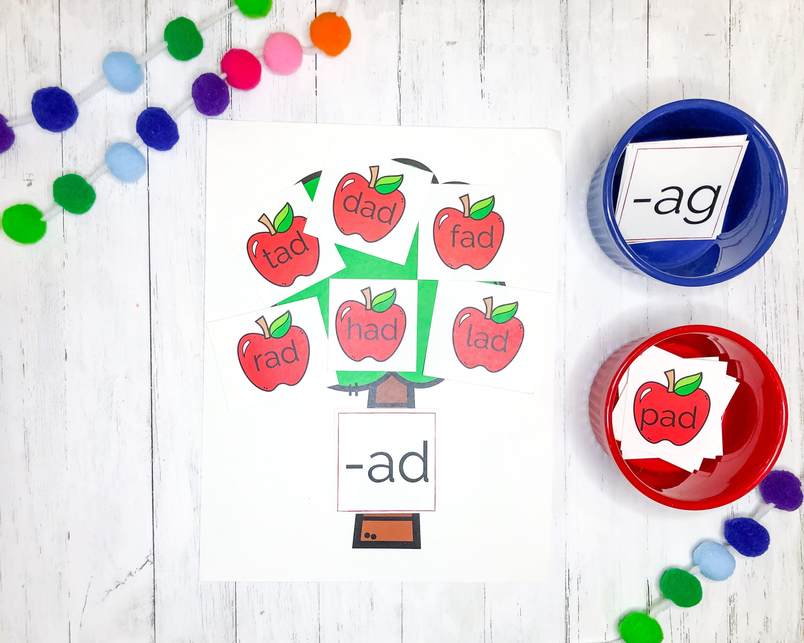 CVC Word Game, Word Family Activity, Apple Theme, Printable, Preschool ...