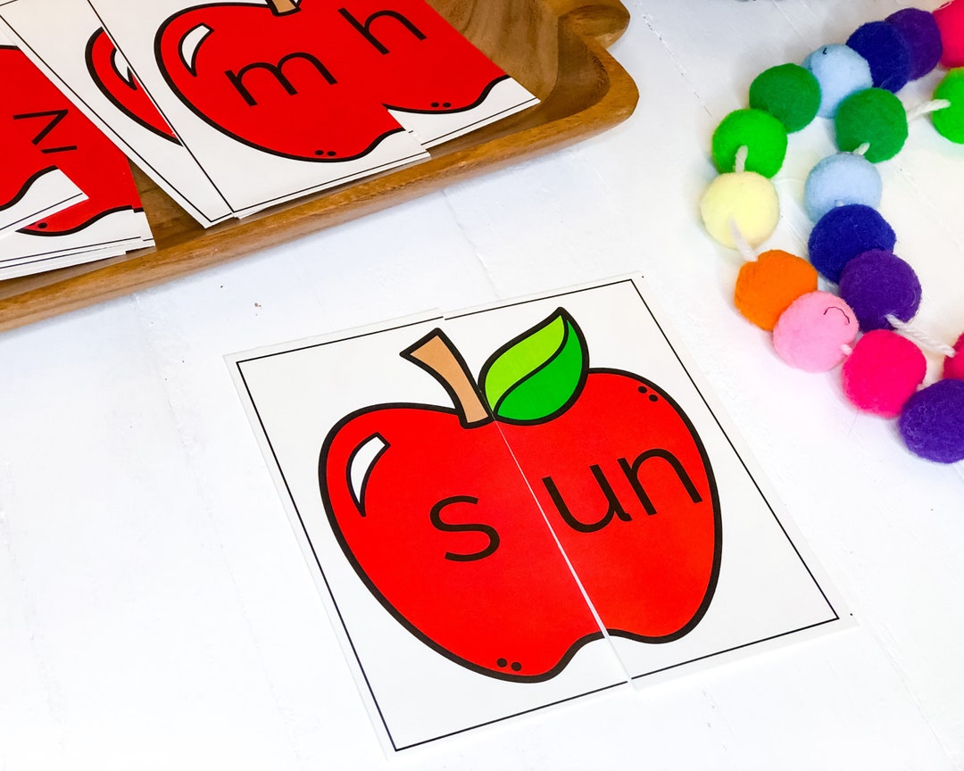 Apple Word Family Puzzles | Short Vowel CVC Word Game | Literacy ...