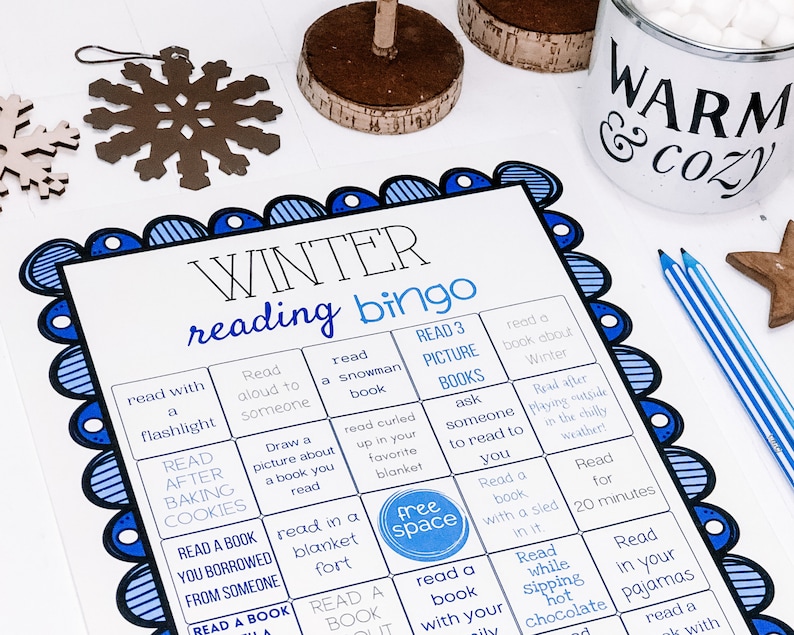 Winter Reading Bingo, Reading Printable for Kids, Reading Bingo ...