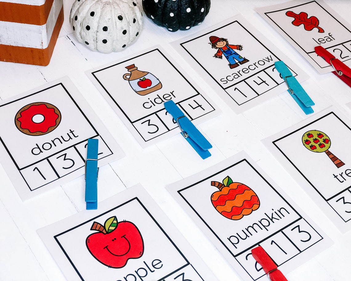 Fall Syllable Game Printable | Literacy Activity for Kids | Preschool ...