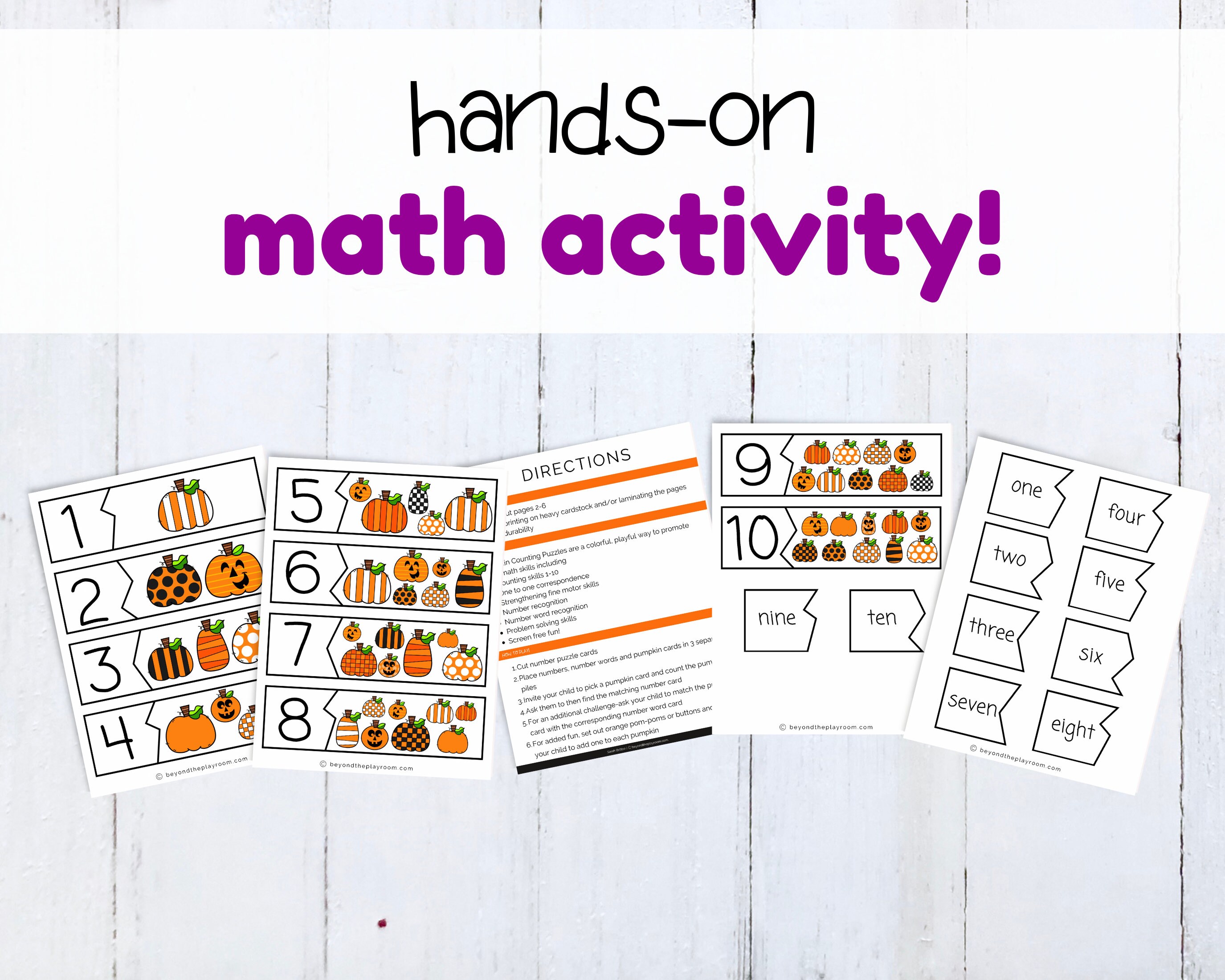 Pumpkin Counting Printable | Math Game for Kids | Preschool and ...