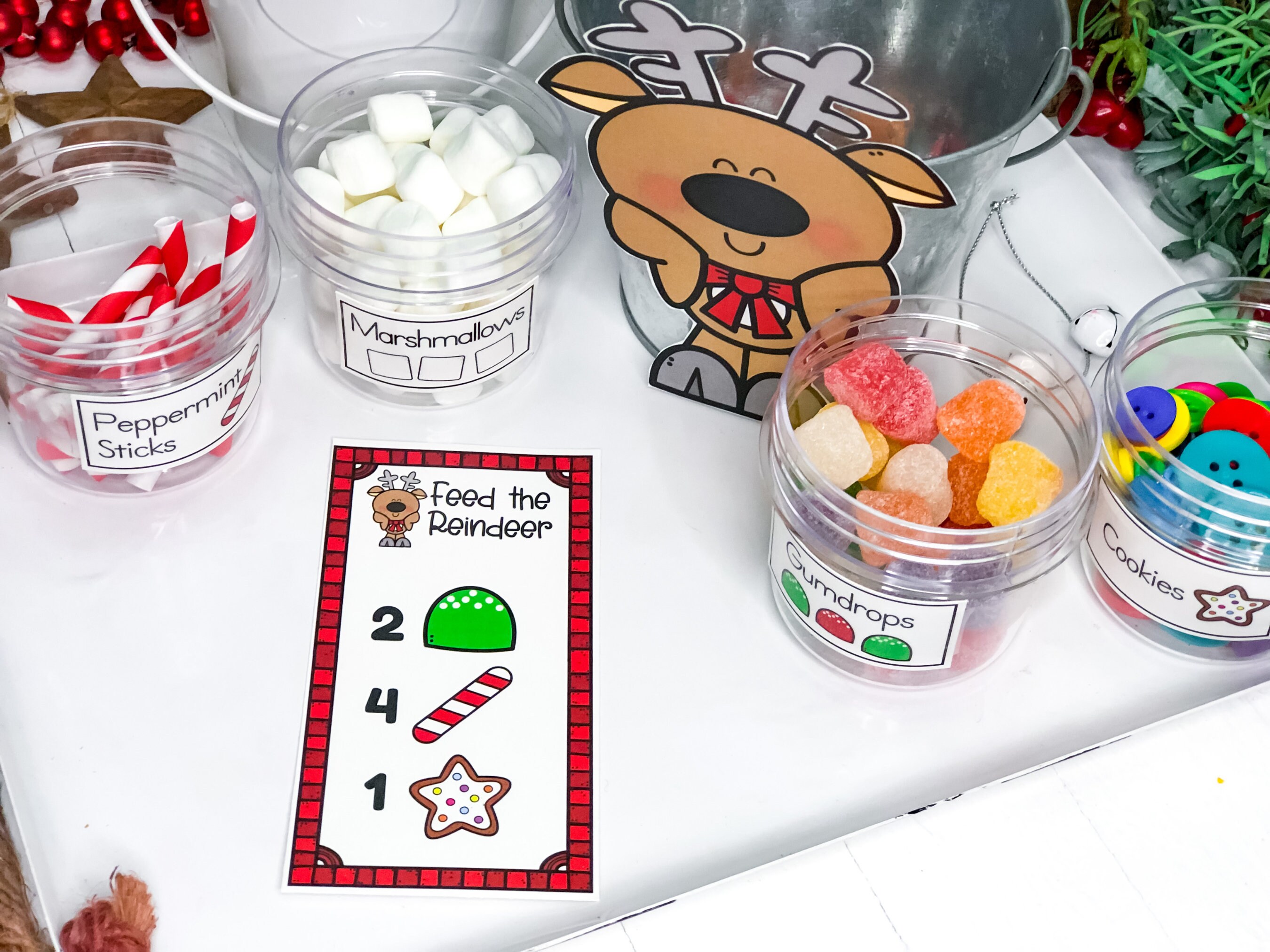Christmas Activity for Kids, Feed the Reindeer Counting Game, Preschool ...