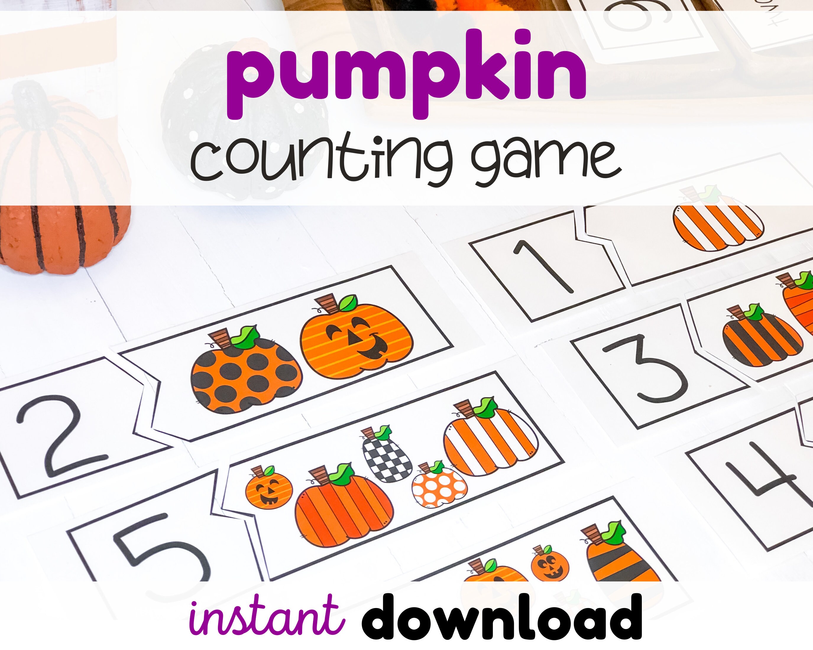 Pumpkin Counting Printable Math Game for Kids Preschool and ...