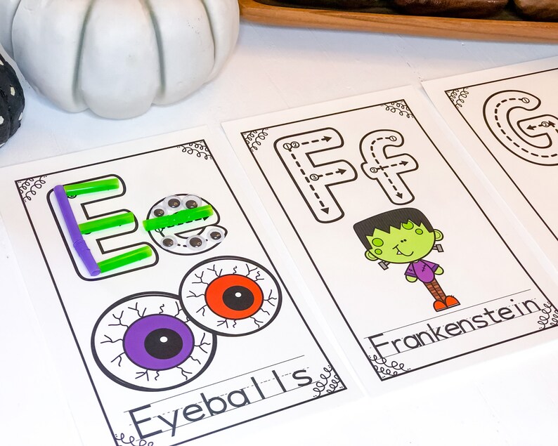 Alphabet Flashcards Printable, Halloween Activity for Kids, Letter ...