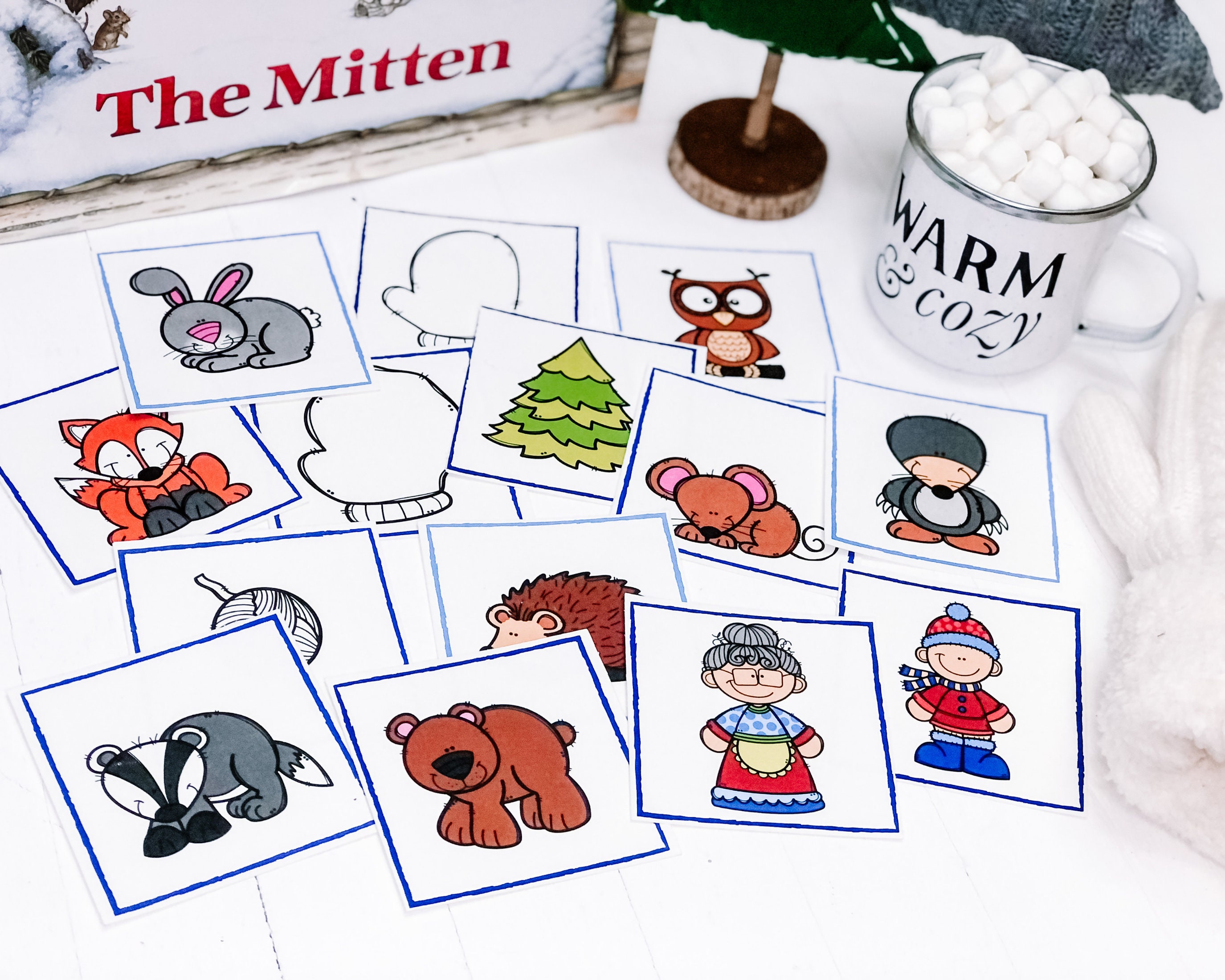 The Mitten Printable, Memory Game for Kids, Winter Memory Game ...