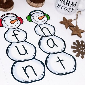 Snowman Activity, Winter Printable Activity, CVC Word Families, Winter ...
