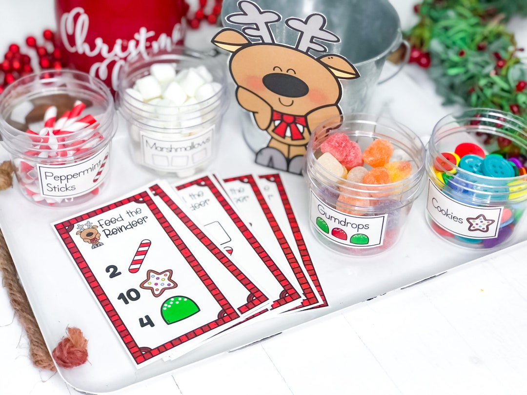 Christmas Activity for Kids, Feed the Reindeer Counting Game, Preschool ...