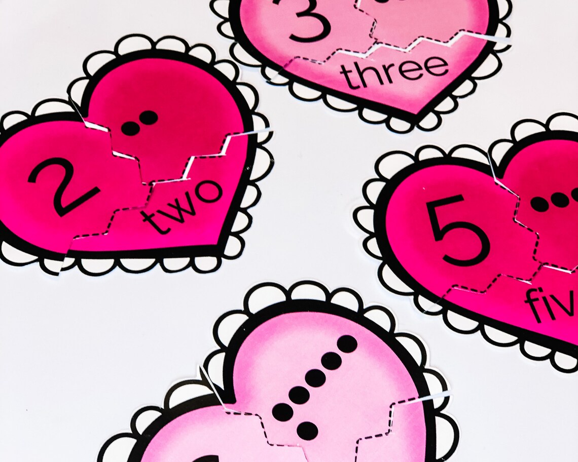 Valentine's Day Math Game, Printable Activity for Kids, Puzzle Game for ...