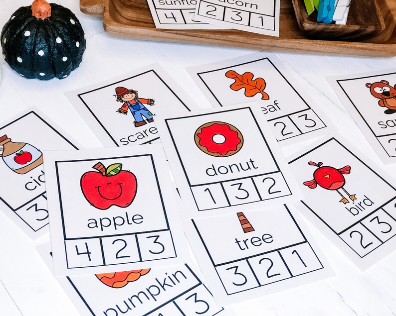 Fall Syllable Game Printable | Literacy Activity for Kids | Preschool ...