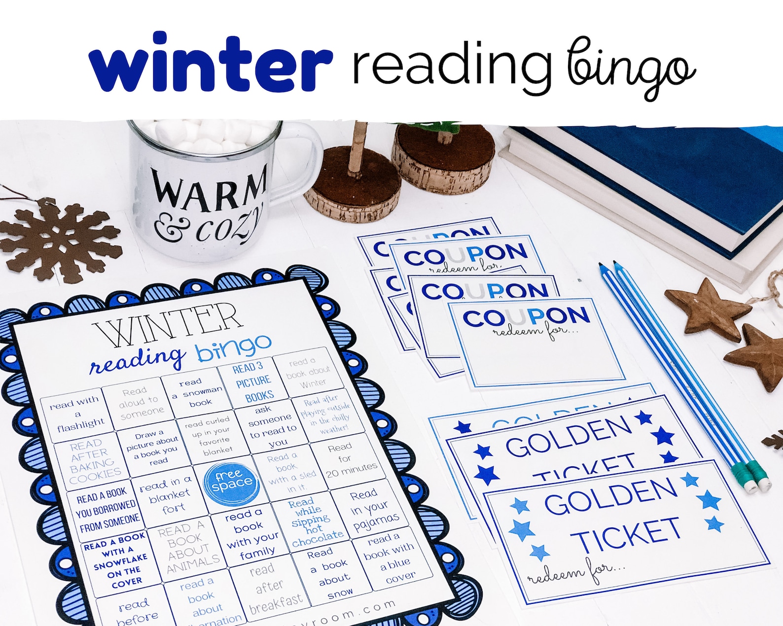 Winter Reading Bingo, Reading Printable for Kids, Reading Bingo ...