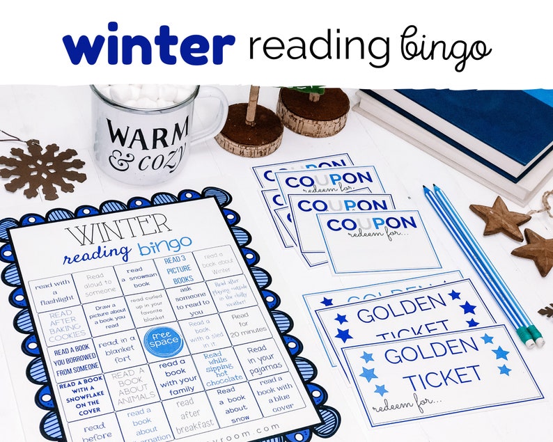 Winter Reading Bingo, Reading Printable for Kids, Reading Bingo ...