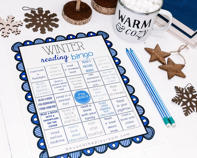 Winter Reading Bingo, Reading Printable for Kids, Reading Bingo ...