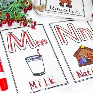 Christmas Alphabet Printable, Christmas Activity for Kids, Tracing ...