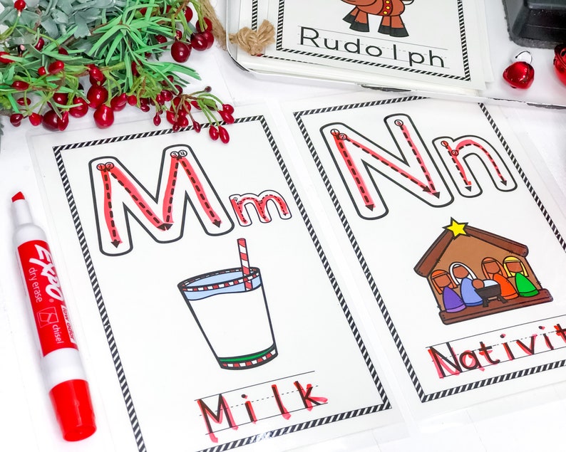 Christmas Alphabet Printable, Christmas Activity for Kids, Tracing ...