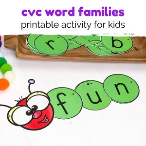 Word Families, CVC Word Game, Preschool Printable, Rhyming Activity ...