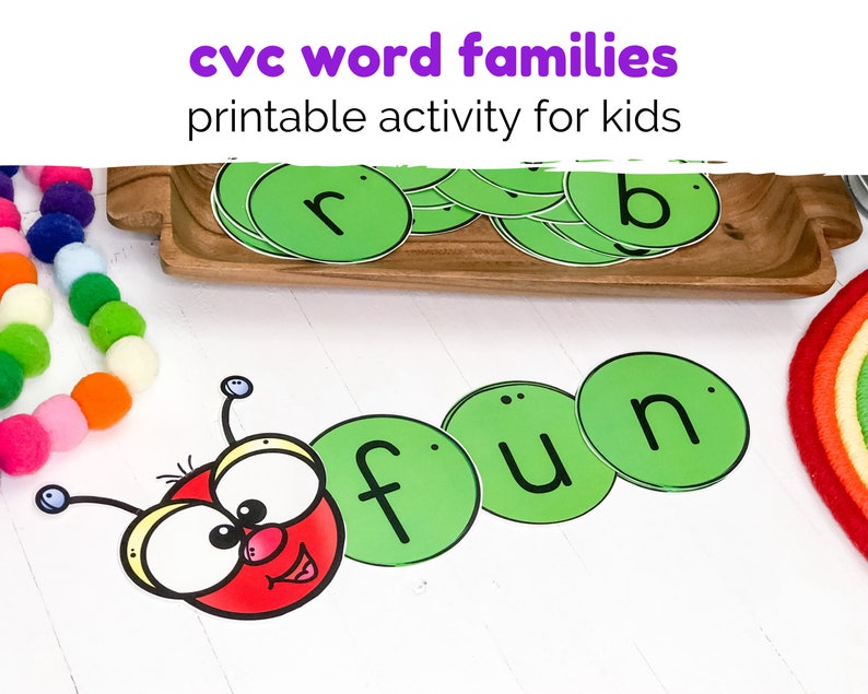 Word Families CVC Word Game Preschool Printable Rhyming - Etsy