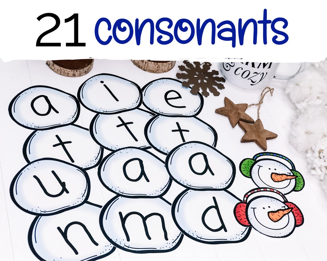 Snowman Activity, Winter Printable Activity, CVC Word Families, Winter ...