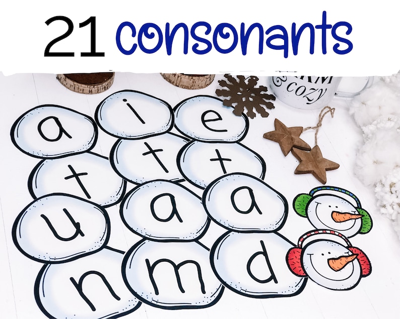 Snowman Activity, Winter Printable Activity, CVC Word Families, Winter ...