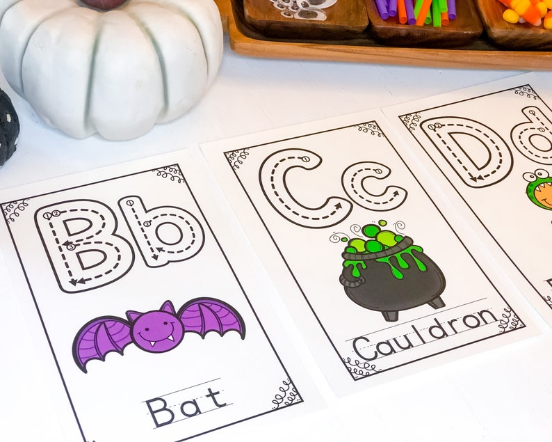 Alphabet Flashcards Printable, Halloween Activity for Kids, Letter ...